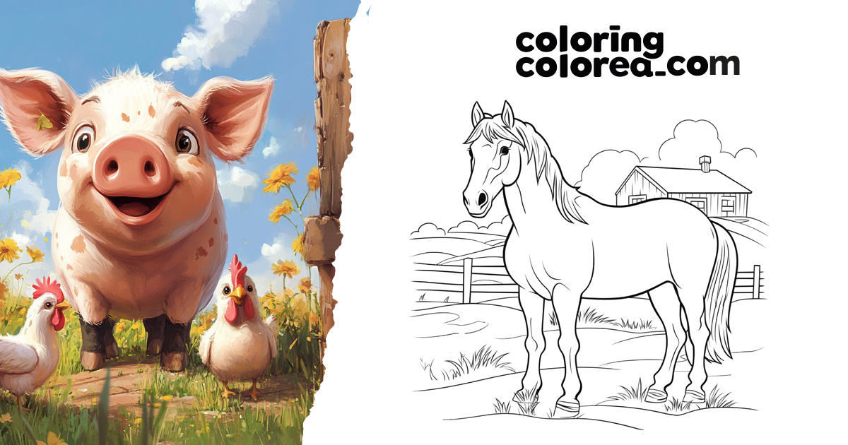 Animales de Granja. Dibujos para colorear y aprender gratis